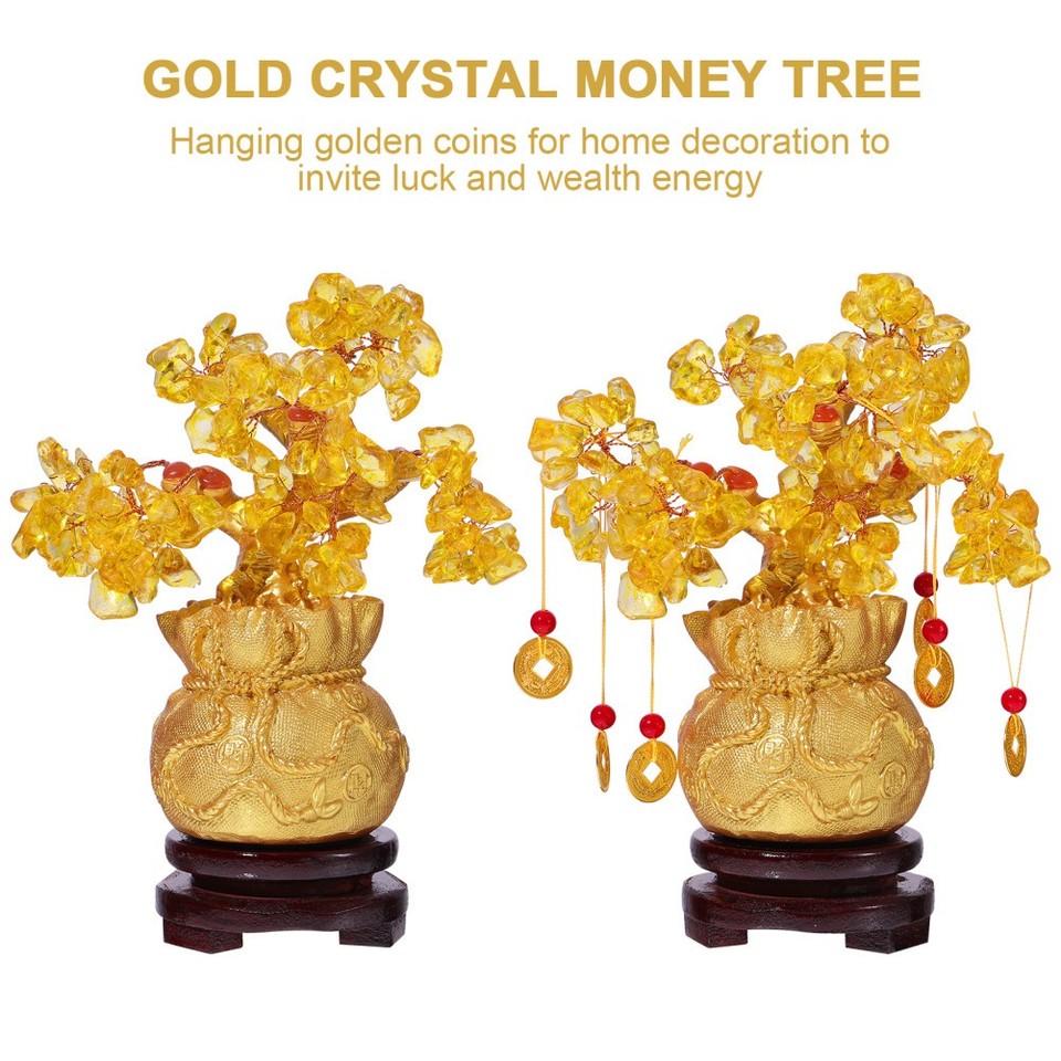 Tabletop Decoration Natural Crystal Money Tree Bonsai Style Stone ...