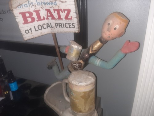 Vintage Blatz Beer Bar Display Statue - Baseball Safe At Home ...