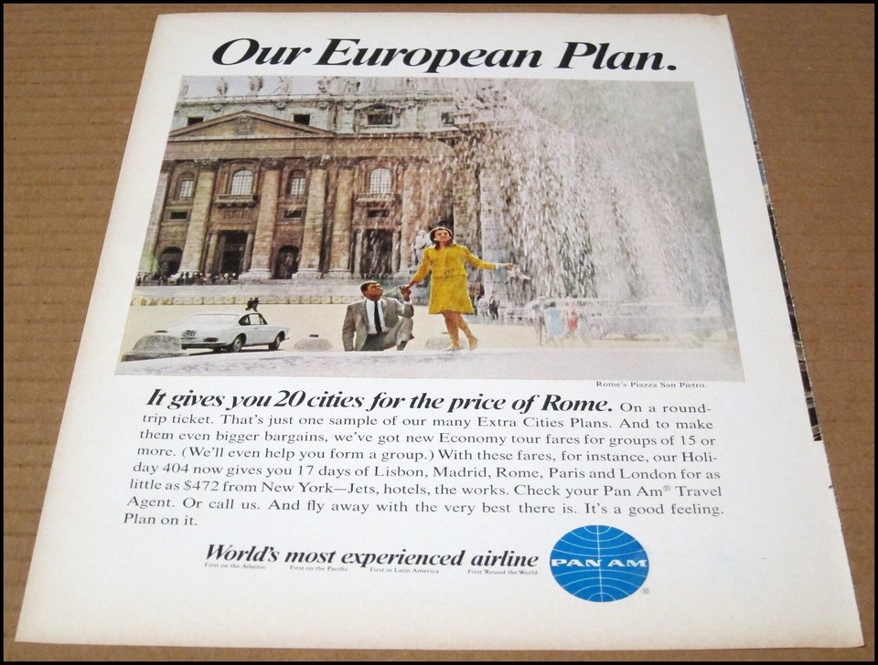 1967 Pan Am Airlines Print Ad Advertisement Pan American St. Peter's ...