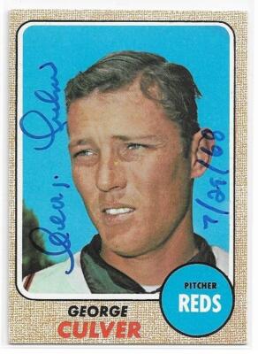 GEORGE CULVER Autographed Signed 1968 Topps Baseball card #319 ...