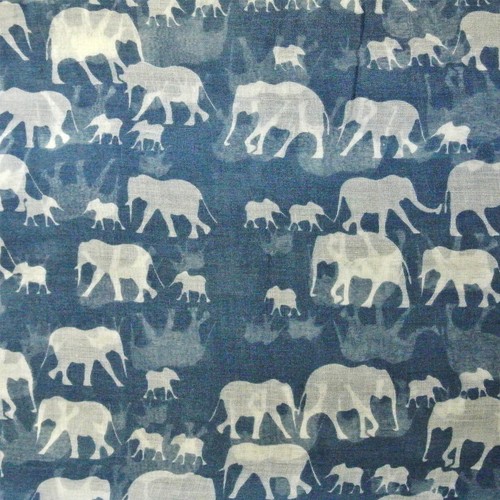 Elephant Print Scarf Wrap, Blue | eBay