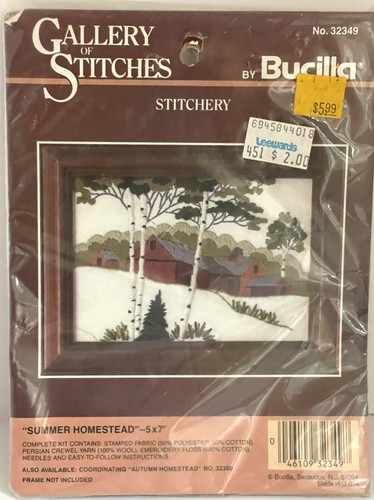 Vintage Bucilla Gallery of Stitches Summer Homestead Stitchery kit 5x7 ...