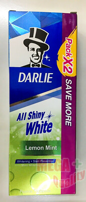 2 x 140g DARLIE ALL SHINY 14 Days WHITE TEETH LEMON MINT FLUORIDE ...