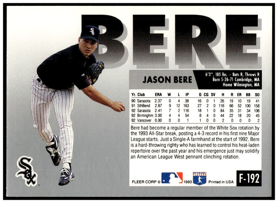 1993 Fleer Final Edition #F-192 Jason Bere Near mint or better | eBay