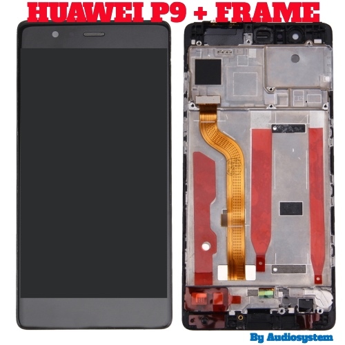 DISPLAY LCD +TOUCH SCREEN+CORNICE PER HUAWEI P9 NERO FRAME COVER EVA ...