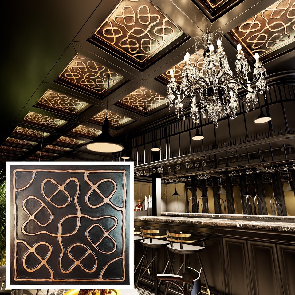 Patina Ceiling Tiles Embossed Wall Panel DecorPL28 Traditional copper ...