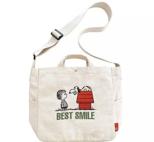 Peanuts SNOOPY ROOTOTE 2 Handle Shoulder Bag Tote White Cotton Limited ...