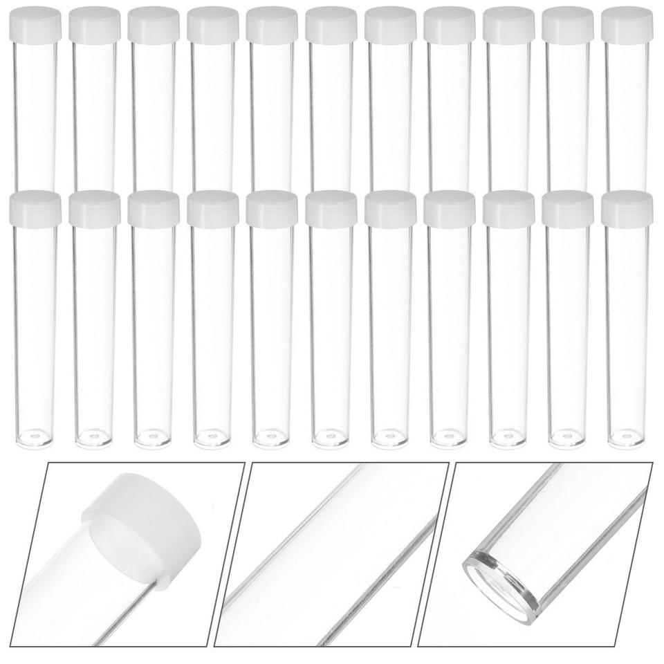 30 Pcs Transparent Plastic Tubes With Lids For Storage Of Samples And ...