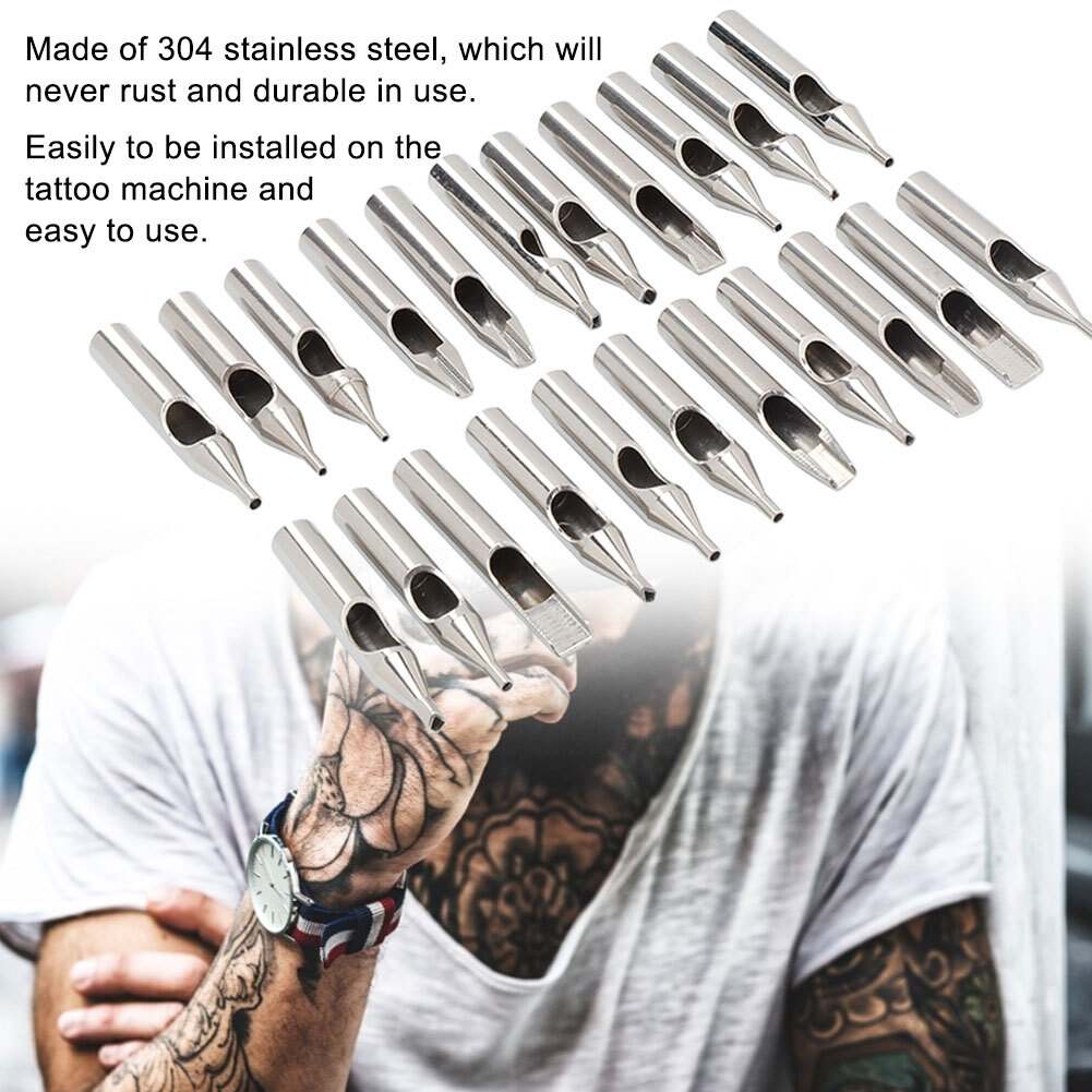 22pcs 304 Stainless Steel Assorted Tattoo Nozzle Tips Needle Nozzle Mix ...