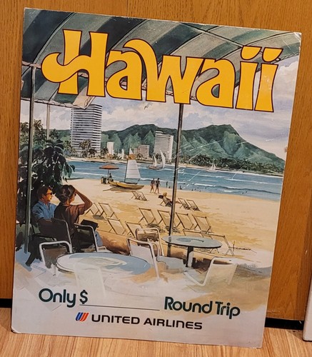 Original Allen Beck United Air Lines Hawaii Poster Vtg 1970 21 3/4 x 28 ...