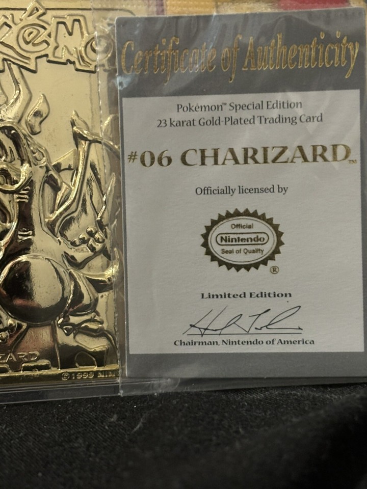 Untouched. RARE Pokémon 23K Gold Plated Charizard Trading Card 1999 ...
