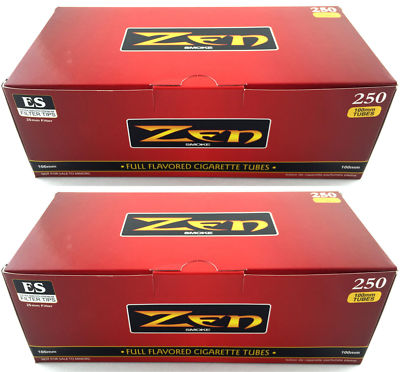 2 Boxes Zen Smoke Full Flavor 100 mm 100's Cigarette Filter 500 Tubes ...