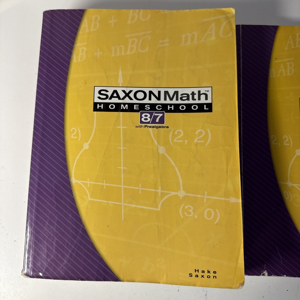 Saxon Math 8/7 Homeschool SET, (3rd Ed) Textbook & Solutions (covers ...