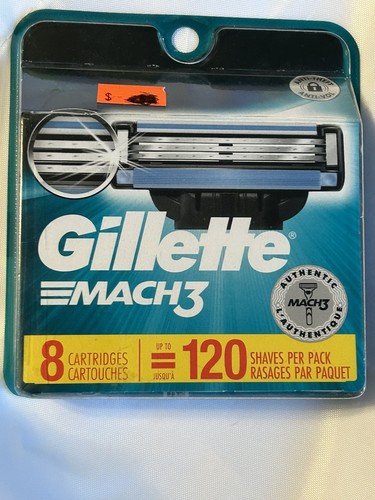 Gillette Mach 3 Razor Blades - 8 Cartridges 120 Shaves Authentic New ...
