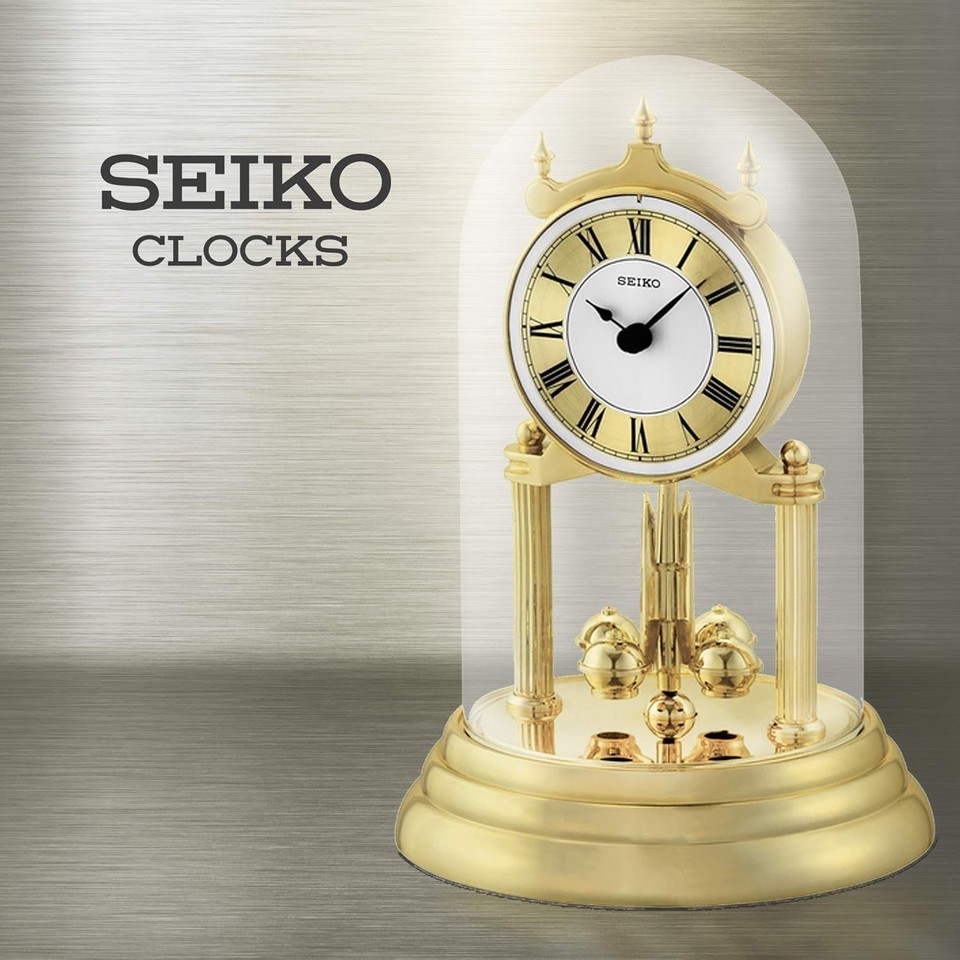 Elegant Gold Anniversary Clock | Rotating Pendulum | Silent Quartz ...