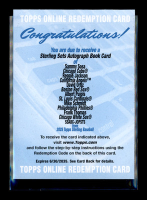 2025 Topps Sterling Booklet Auto David Ortiz Albert Pujols Sammy Sosa ...