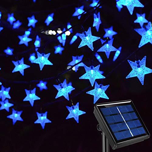 120 Led Blue Solar Star String Lights Waterproof Solar Powered Outdoor ...
