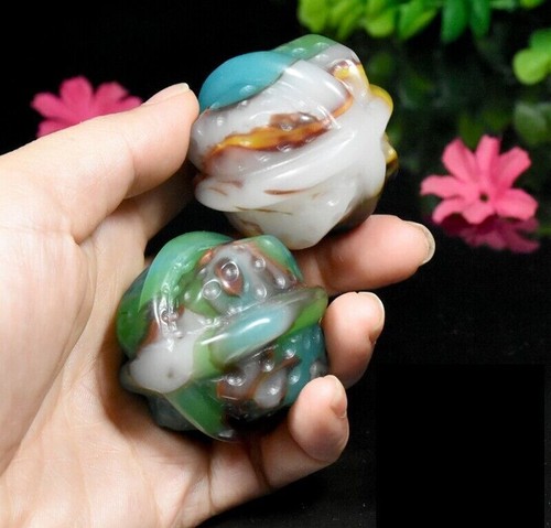 Pair Hetian Jade Carved Massage Balls Hand Play Walnut Style | eBay