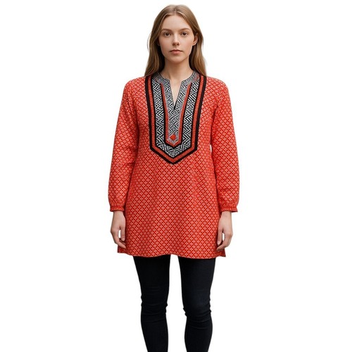 Tory Burch Top 0 Womens Red Tunic Blouse Lightweight Snap Casual ...