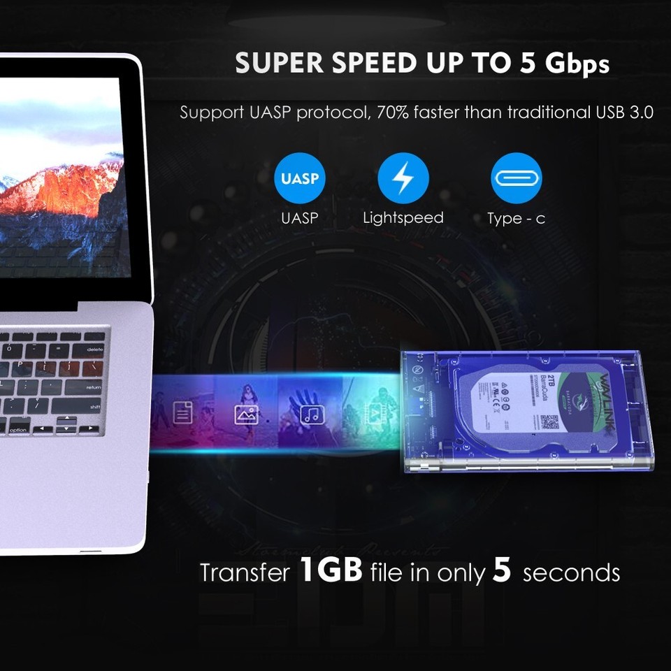 2.5" SATA USB 3.0 Hard Drive Disk HDD SSD Enclosure External Laptop ...