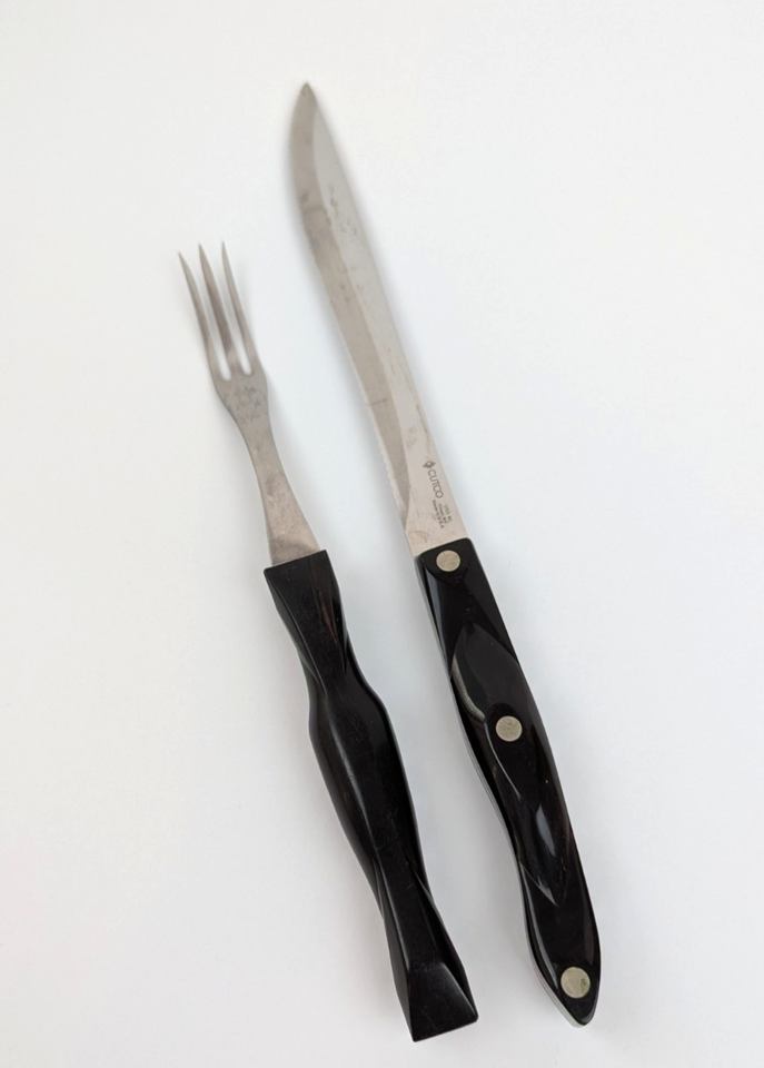 2 pc CUTCO Carving Set 1723 KC Knife 9" Blade and 1726 Fork Dark Brown ...