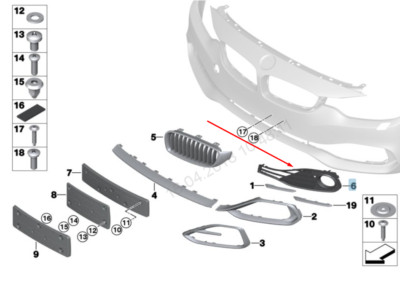 BMW 4 F32 LEFT FOG LIGHT MODERN LINE CLOSED GRILLE 51117309629 2016 NO ...