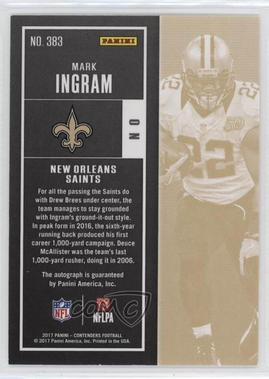 2017 Panini Contenders Veteran Ticket Mark Ingram #383 Auto | eBay