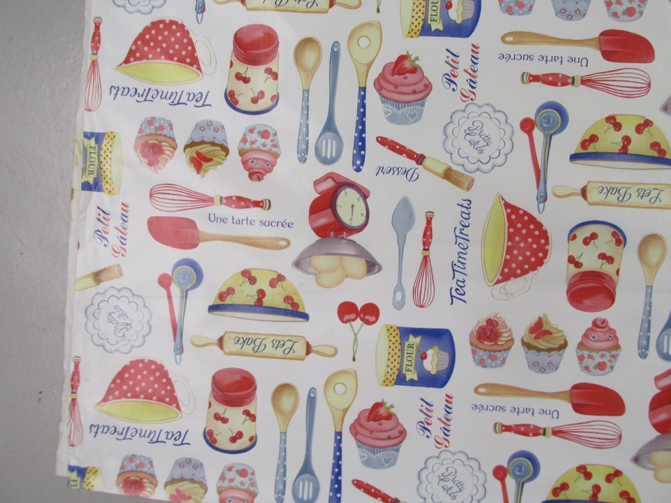 WIPE CLEAN Tablecloth with Tea Time Treats Design. Approx 2.10 x 1.40 ...