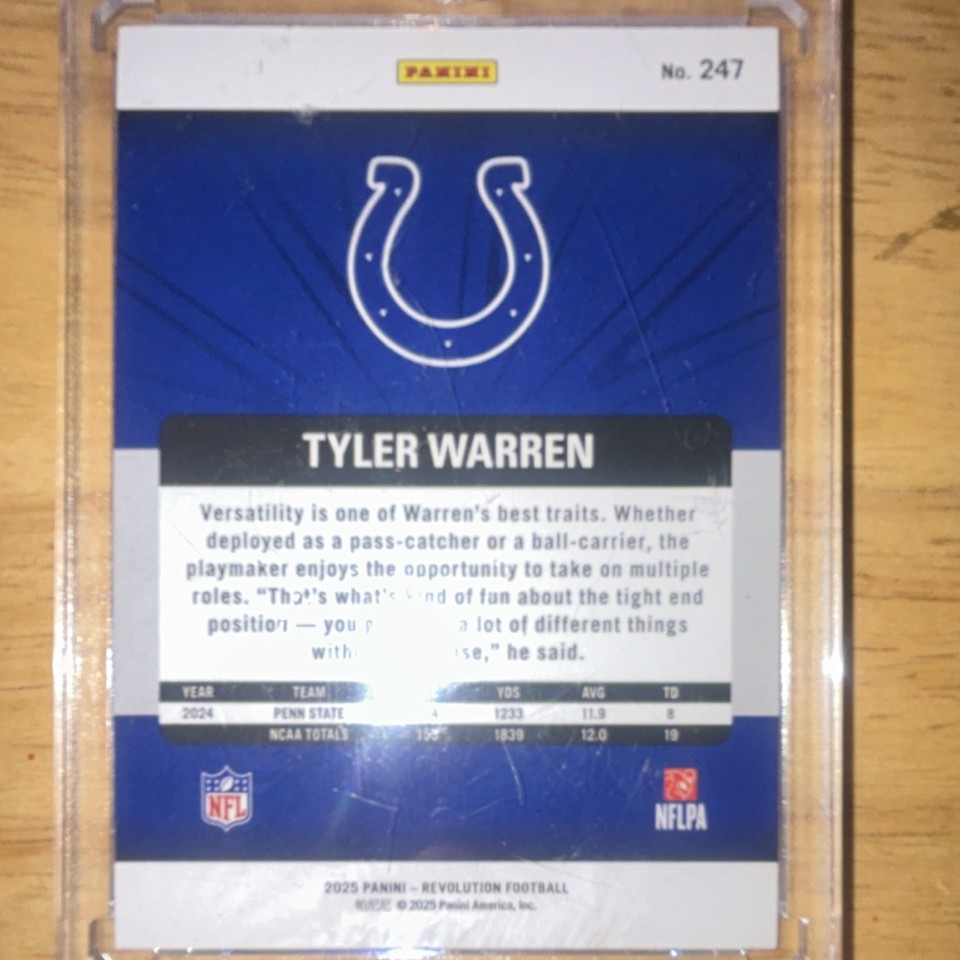 Panini Lot - Tyler Warren Colts 2025 Absolute/Revolution Rookie Cards ...