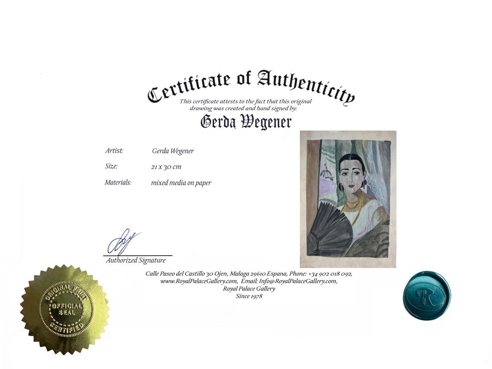 Gerda Wegener COA Art Painting Original Drawing Vintage Paper Signed | eBay