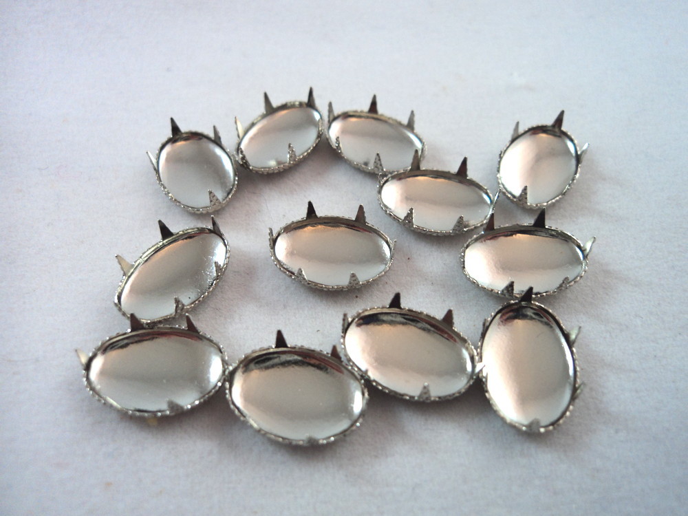 12 Oval Silver Tone Stippled Studs Clothing Decoration 1/2" Leather ...