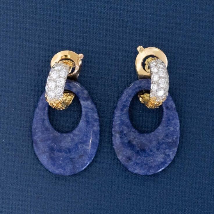 1.65 tcw Lapis Door Knocker Style Dangle Earrings 925 Fine Silver ...