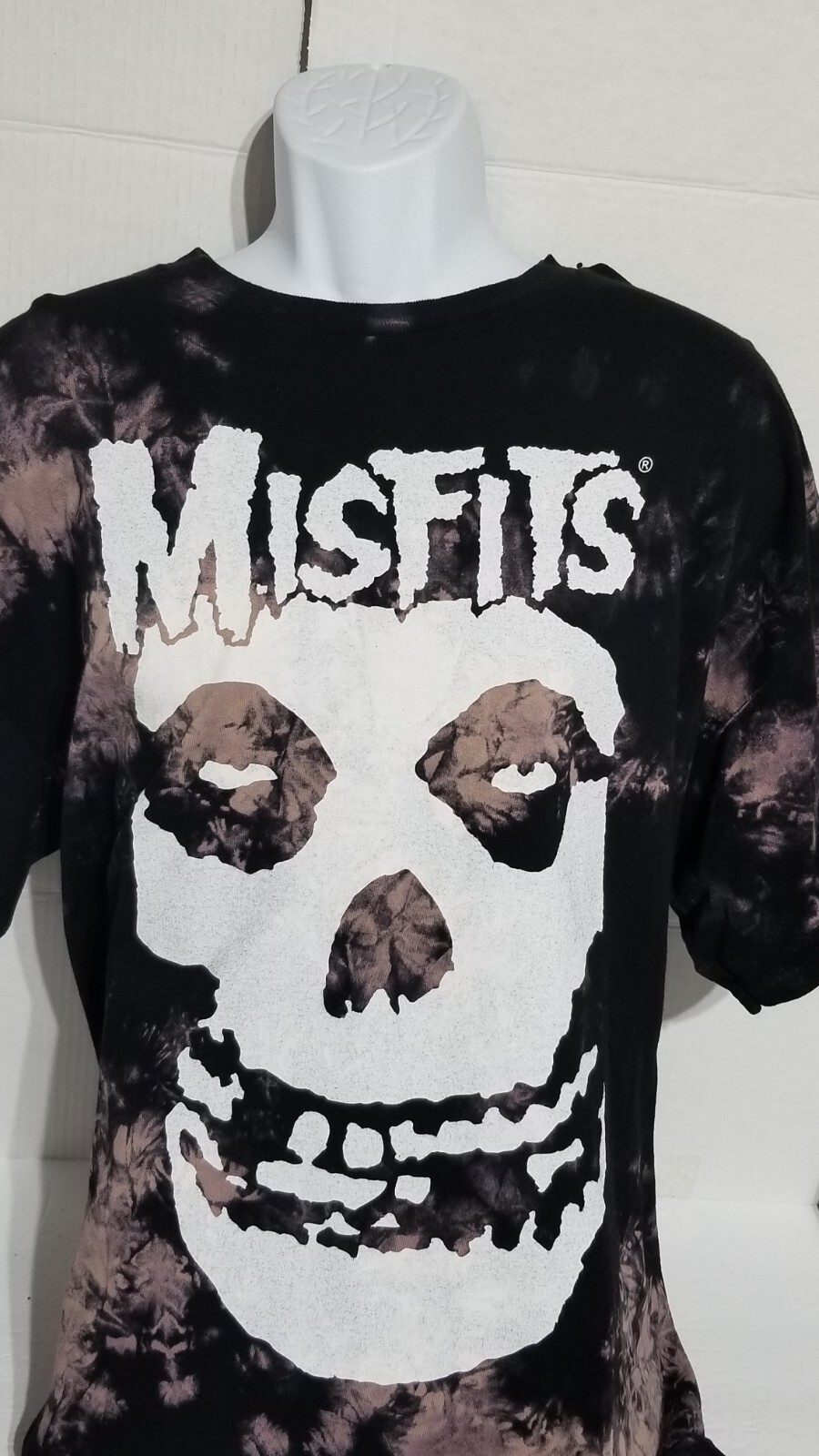 2016 Misfits Logo Skull Face Black Bleach Dye Men's … - Gem