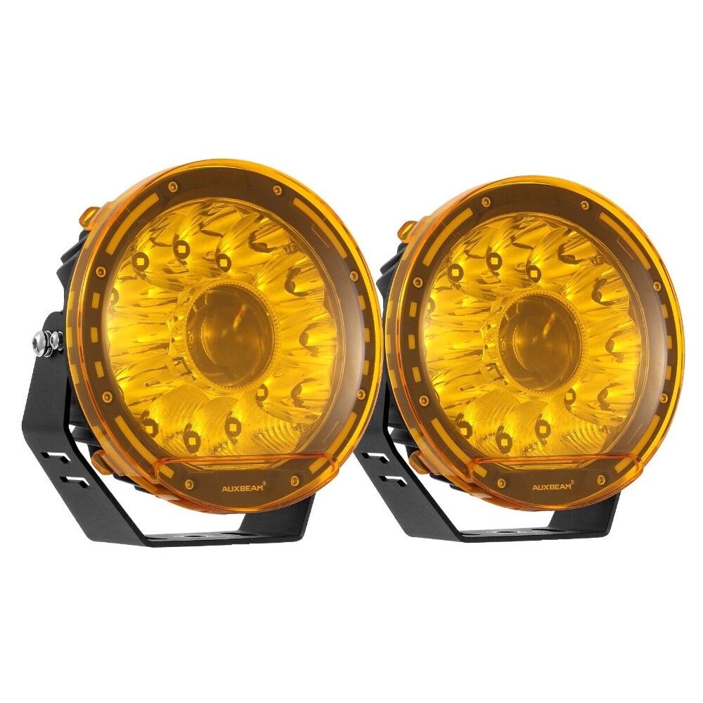Pair Round Yellow 7 Inch Round Driving Lights Off Road Lights Len ...