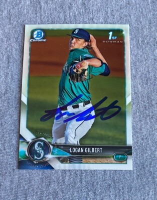 SEATTLE MARINERS- LOGAN GILBERT AUTOGRAPH 2018 BOWMAN DRAFT CHROME ...