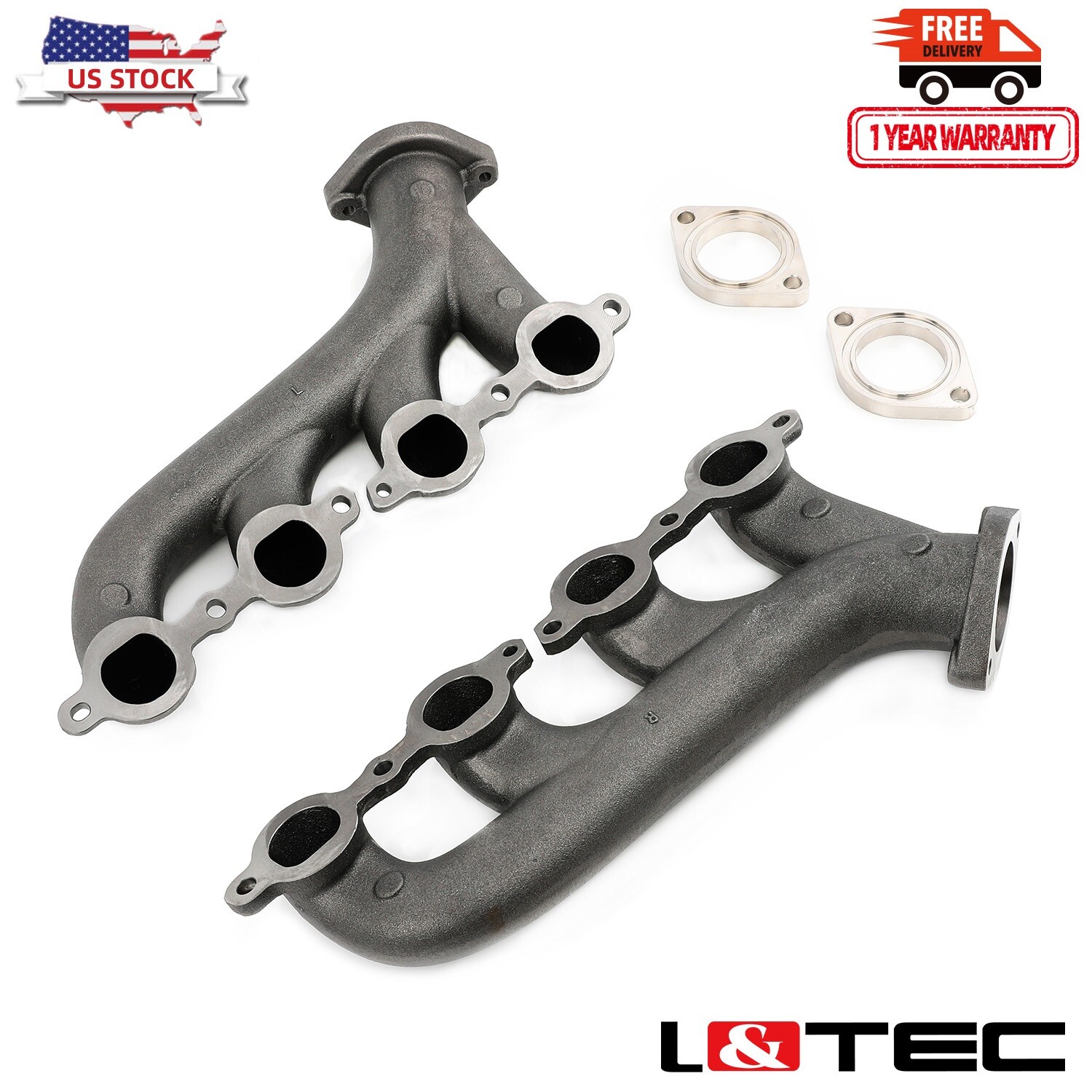 L&TEC LS Swap Cast Iron Headers for Chevy GMC LS1 LS2 LS3 LS6 LS7 4.8L ...