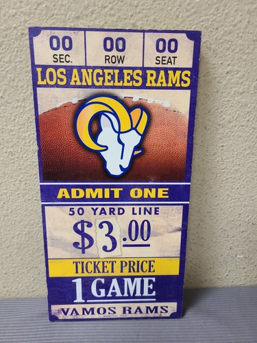 NFL LOS ANGELES RAMS 6" x 12" Wooden Indoor Sign - New Admit One Ticket ...