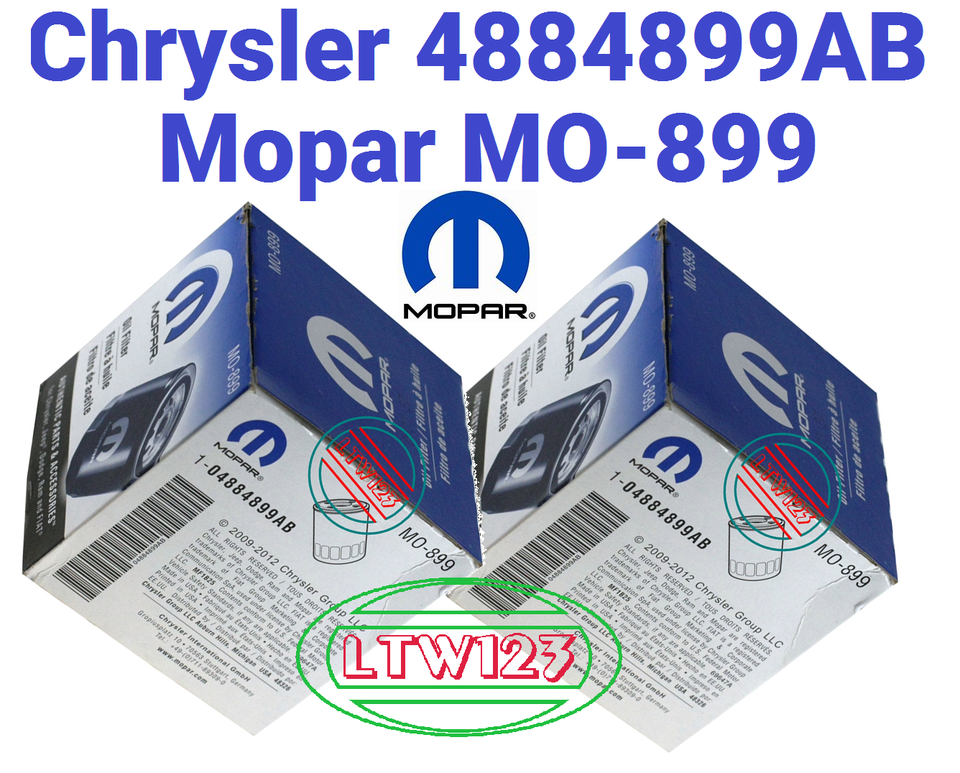 (2) Chrysler Jeep Dodg MO-899, 4884899AB, FL820, V4651, PH2, WIX 57899 ...