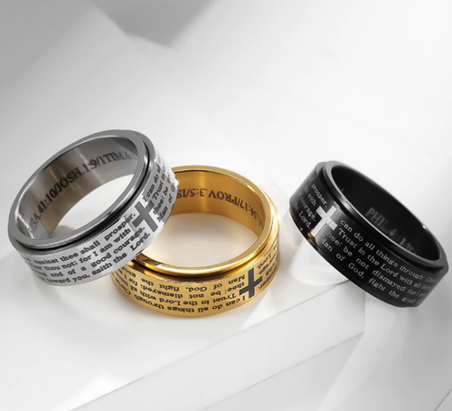 Stainless Steel Cross Bible Scripture Jewelry Promise Christian Spinner ...