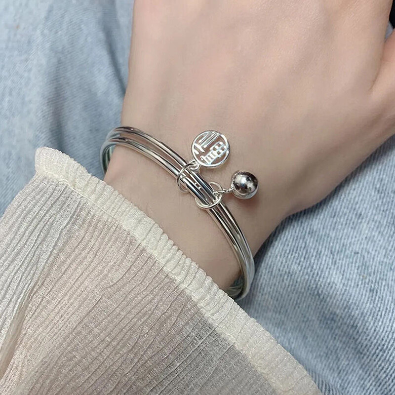 Fashion Creative Double Rings Bracelet With Bell Ins Style Good Luck ...