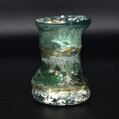 Authentic Ancient Roman Glass Bottle Container with Blue Patina Ca. 1st ...