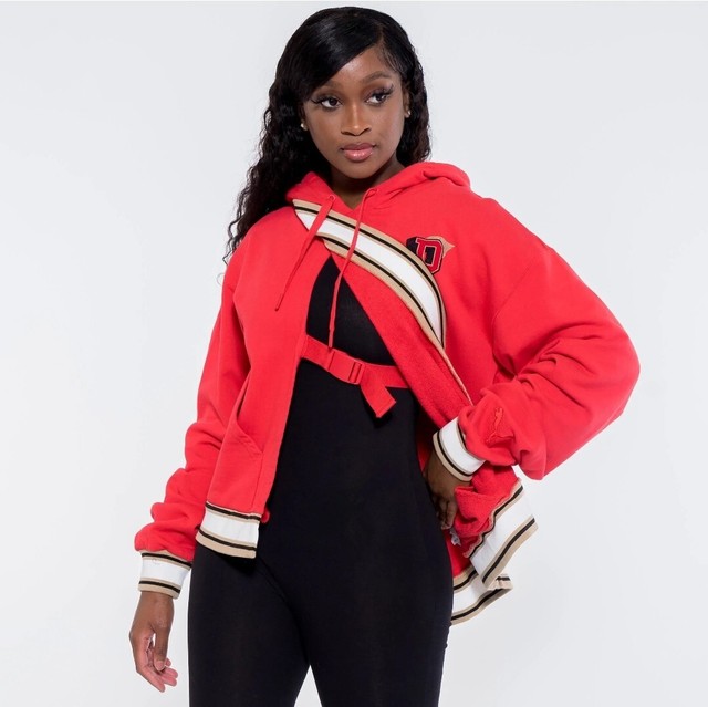 Puma x June Ambrose Red High Court Hope Oversized Poncho Hoodie Size L ...