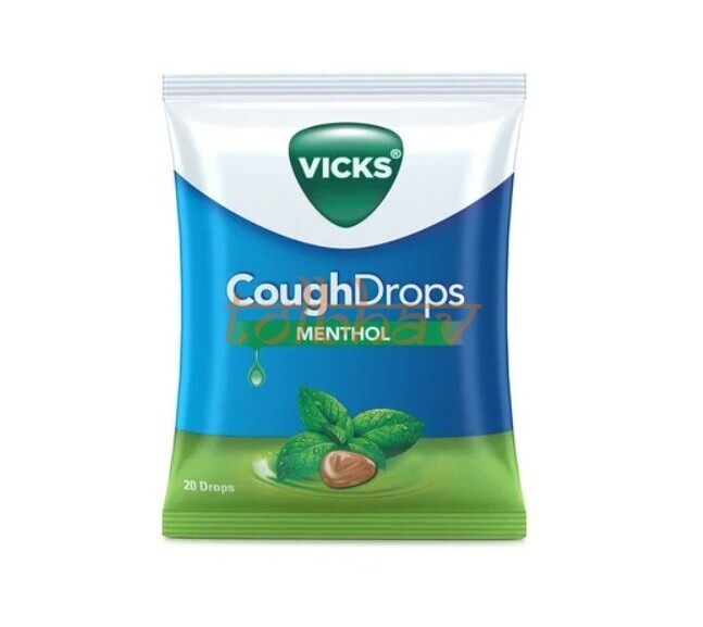 Vicks Cough Drops Candy 20 Pieces Pouch - Menthol Flavor for Throat ...