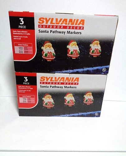 2X SYLVANIA Santa Pathway MARKERS String Lights and Stakes Blow Mold ...