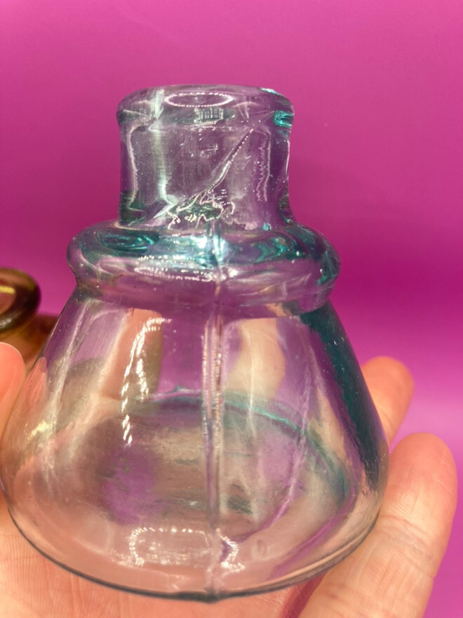 4 Antique & Vintage Glass Ink Well Bottles Unique Carter's Higgins Etc ...