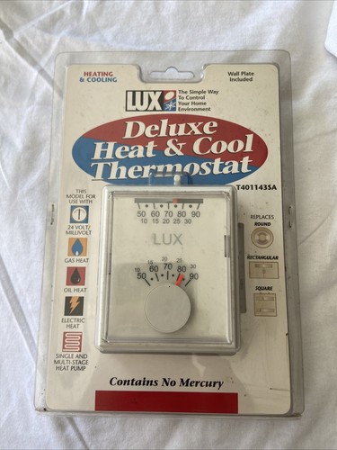 LUX Deluxe Hear & Cool Thermostat Brand New - T401143SA | eBay