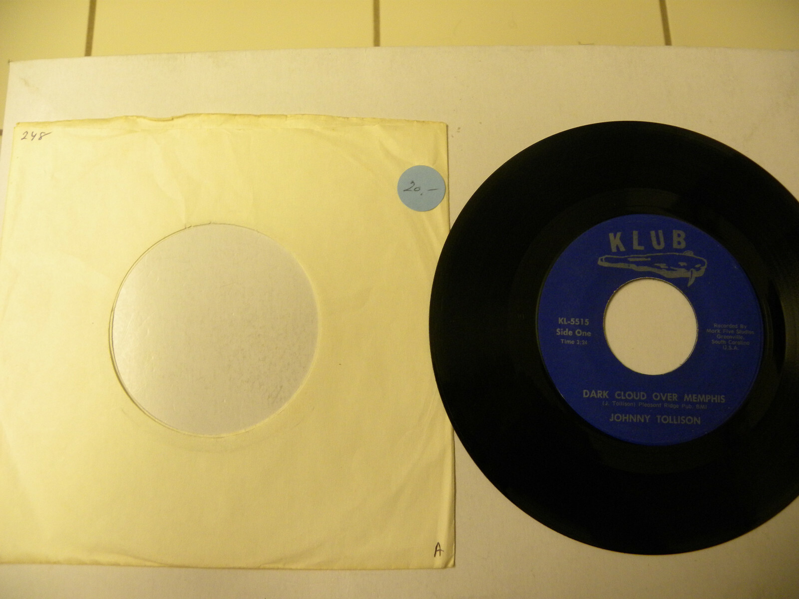 Johnny Tollison Dark Cloud Over Memphis 45 rpmnear mint rare record | eBay