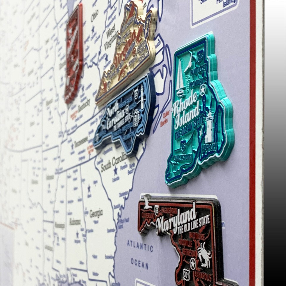 Premium State Map Magnet Collector's Board - 51 Magnets & Metal Display ...