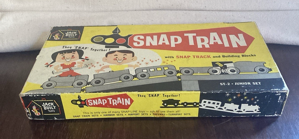 Vintage Jack Built Wood Snap Train Set (2) sets combined Original Boxes ...