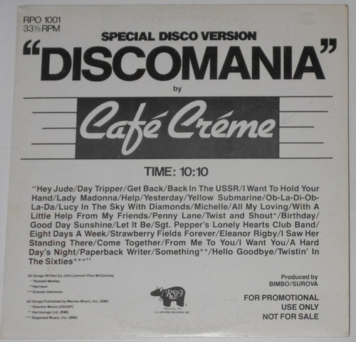 Cafe Creme/California - Discomania... - original 1978 U.S. promo 12" EP ...